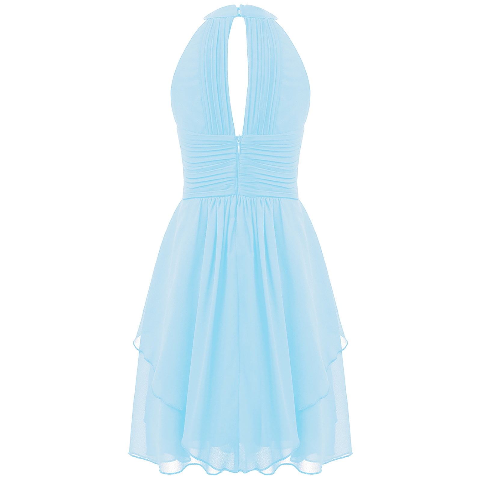 DPOIS Kids Junior Halter Neck Flower Girl's Dress Shiny Rhinestones ...
