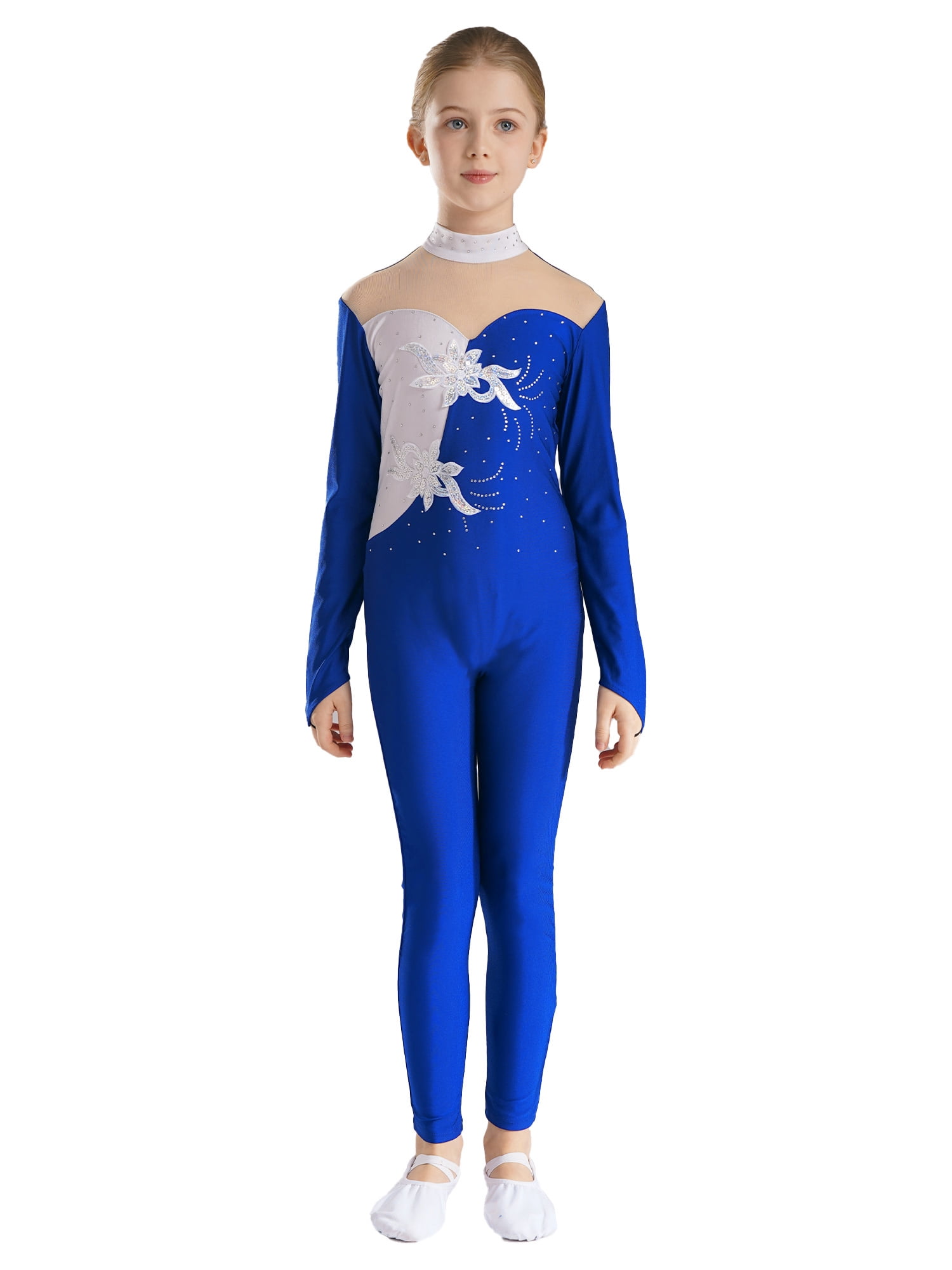 DPOIS Kids Long Sleeve Gymnastics Ballet Dance Jumpsuit Full Body ...