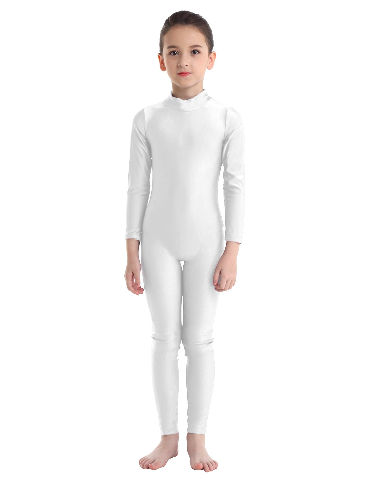 DPOIS Kids Turtle Mock Neck Full Body Unitard Leotard Ivory 11-12 ...