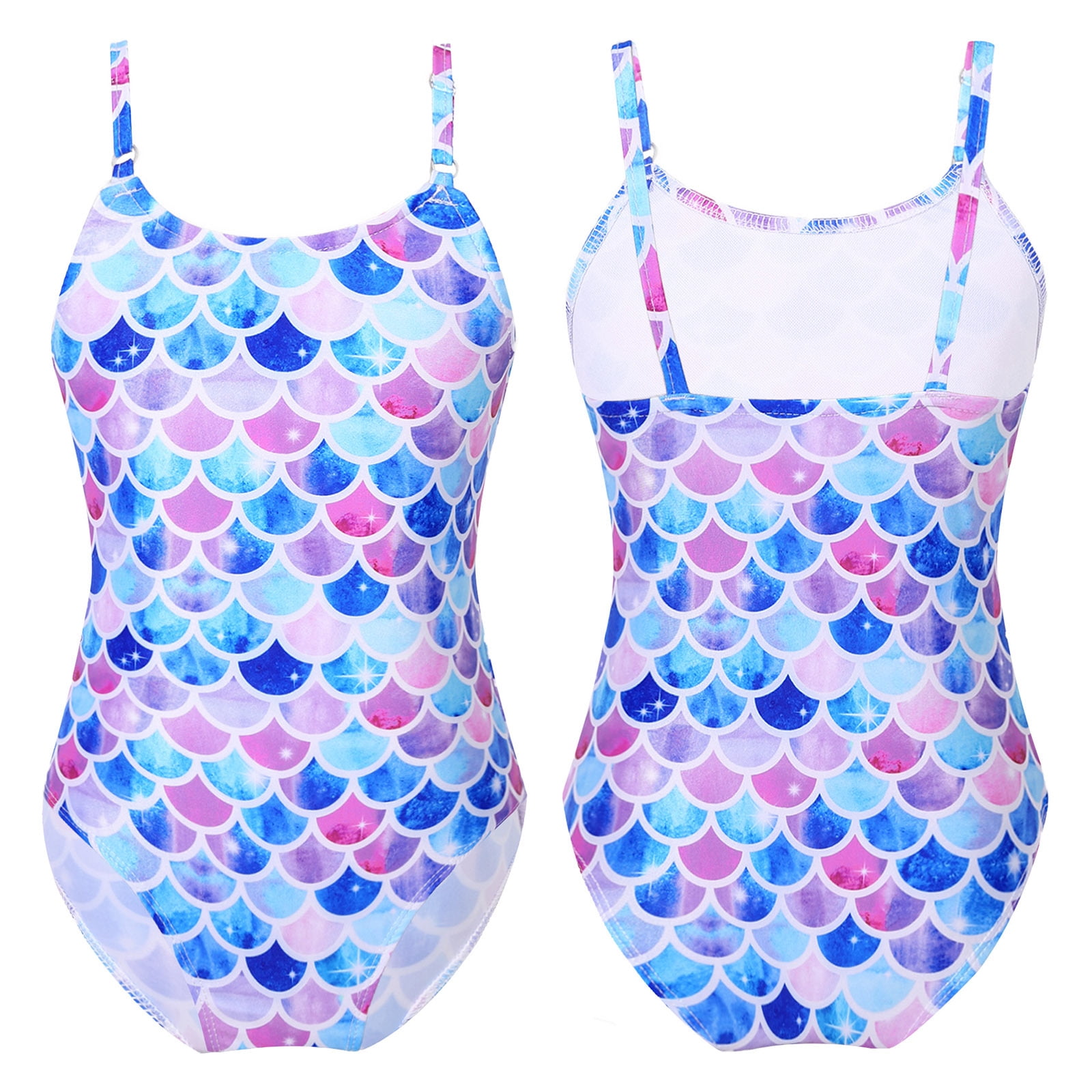 DPOIS Little Girls One Piece Swimsuit Fish Scales Summer Beach Swimwear ...