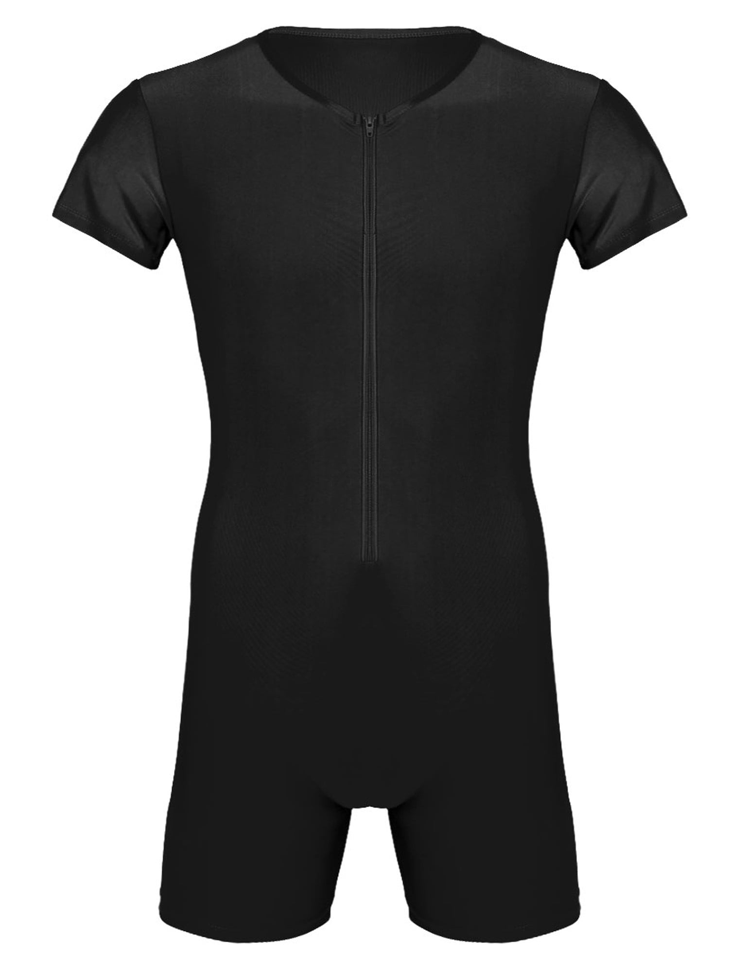 DPOIS Men's Short Sleeve Front Zipper Singlet Bodysuit Wrestling ...