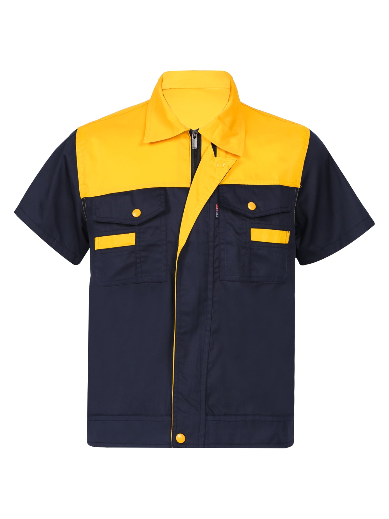 DPOIS Mens Short&Long Sleeve Industrial Work Shirt Motor Mechanic ...