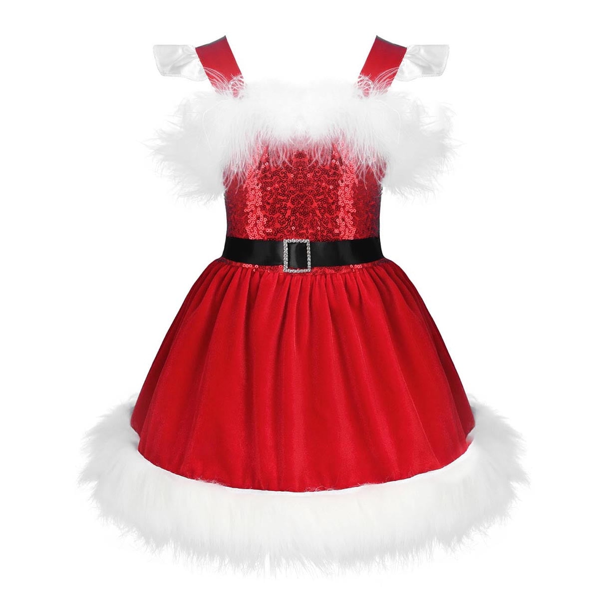 DPOIS Toddler Girls Red Velvet Tutu Dress Christmas Santa Miss Claus ...