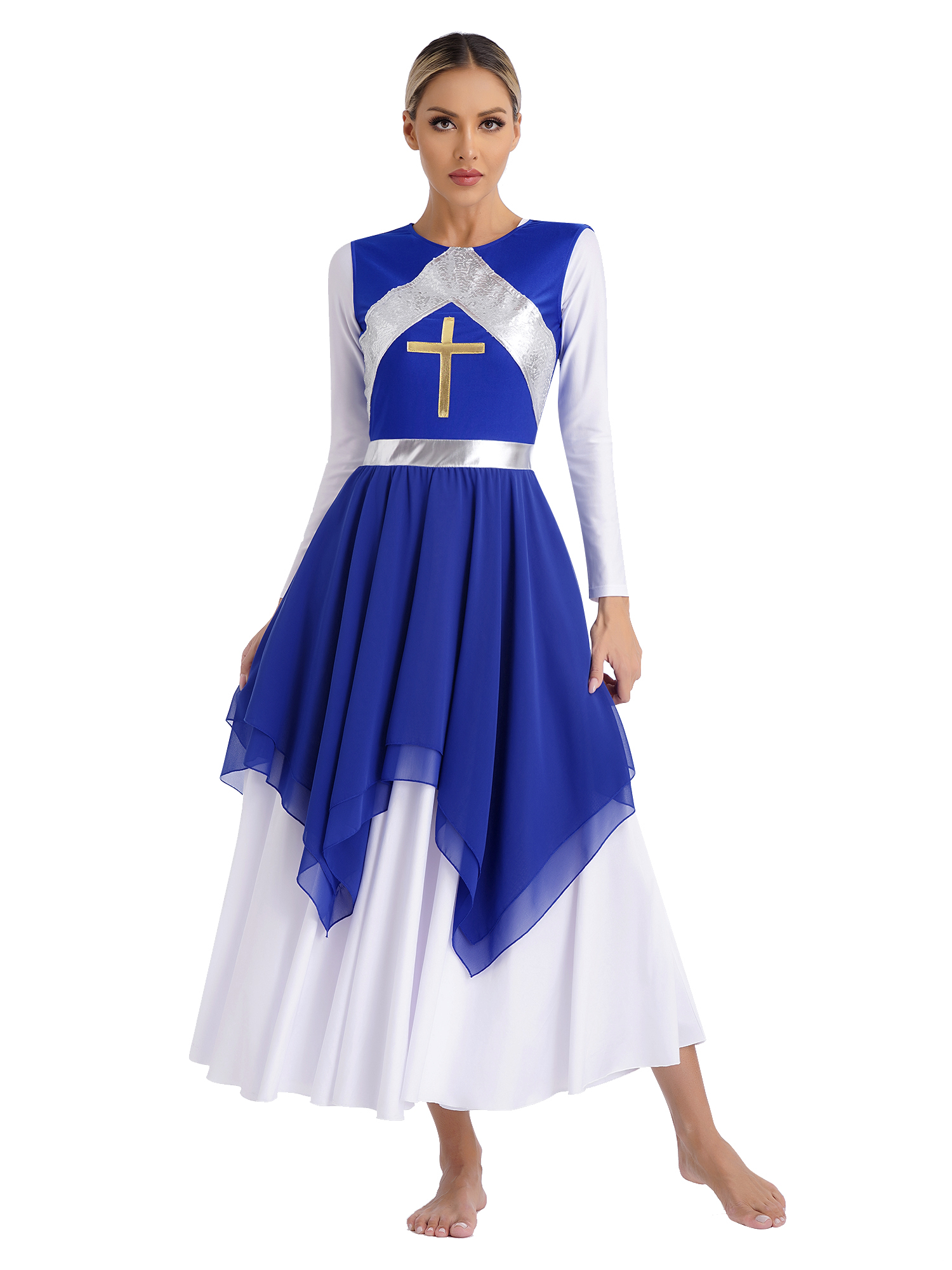 Doomiva Women Shiny Praise Dance Dresses Liturgical Overlays Tunics ...