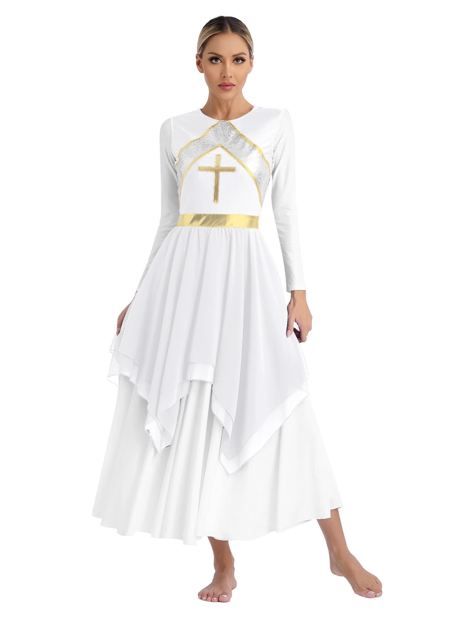 DPOIS Women Liturgical Praise Dance Dress Church Worship Dance Overlays ...