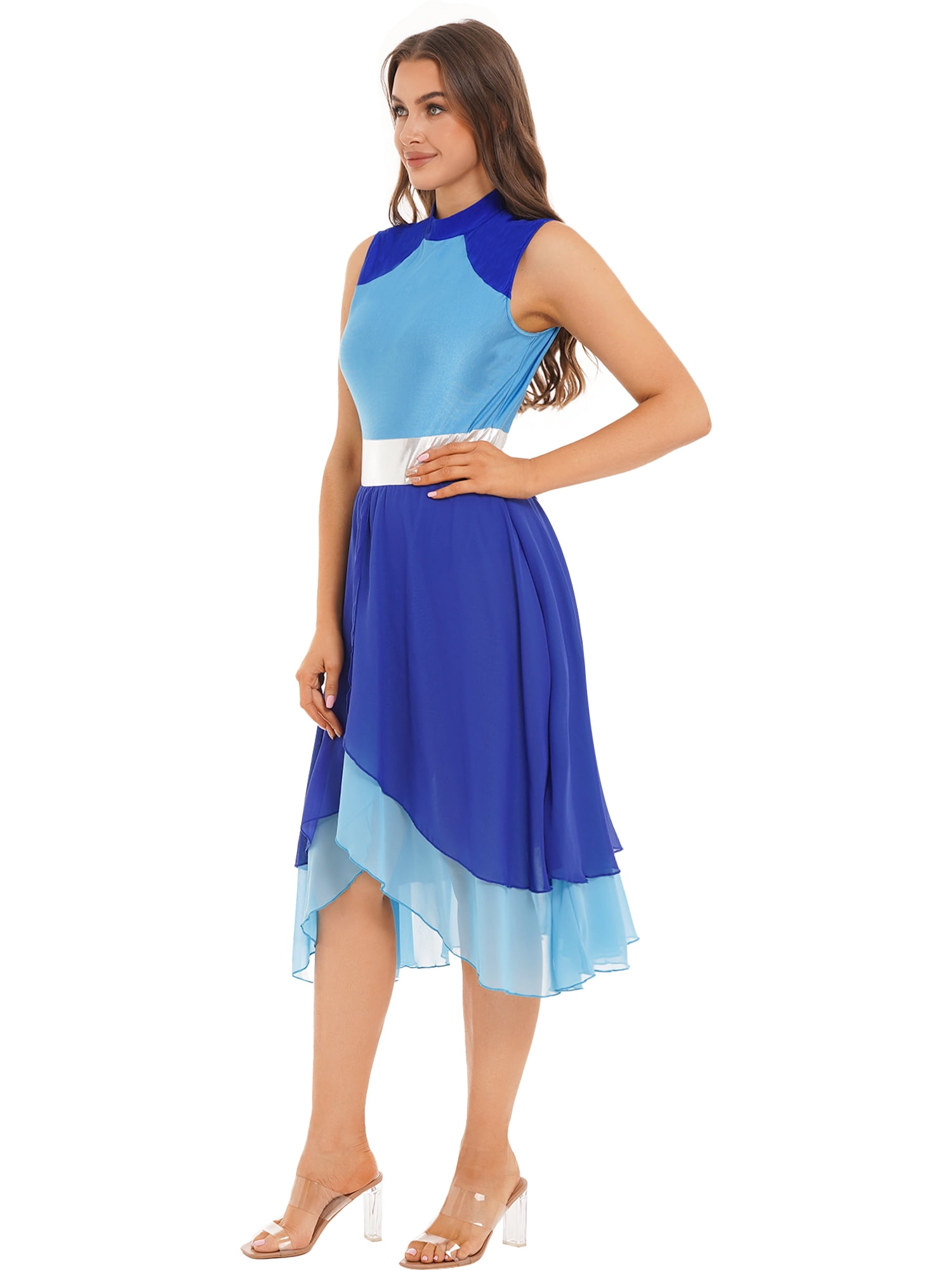 DPOIS Women Sleeveless Praise Dance Dress Worship Overlay Liturgical ...