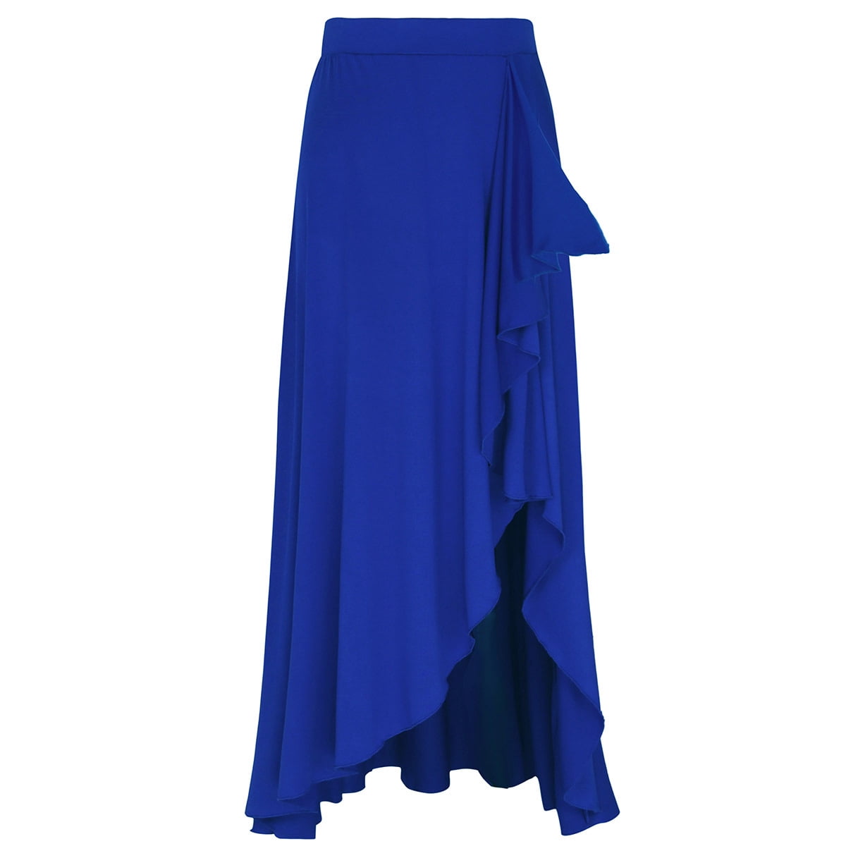 DPOIS Women's Asymmetric High Waist Flowy Flare Maxi Skirts Belly Dance ...
