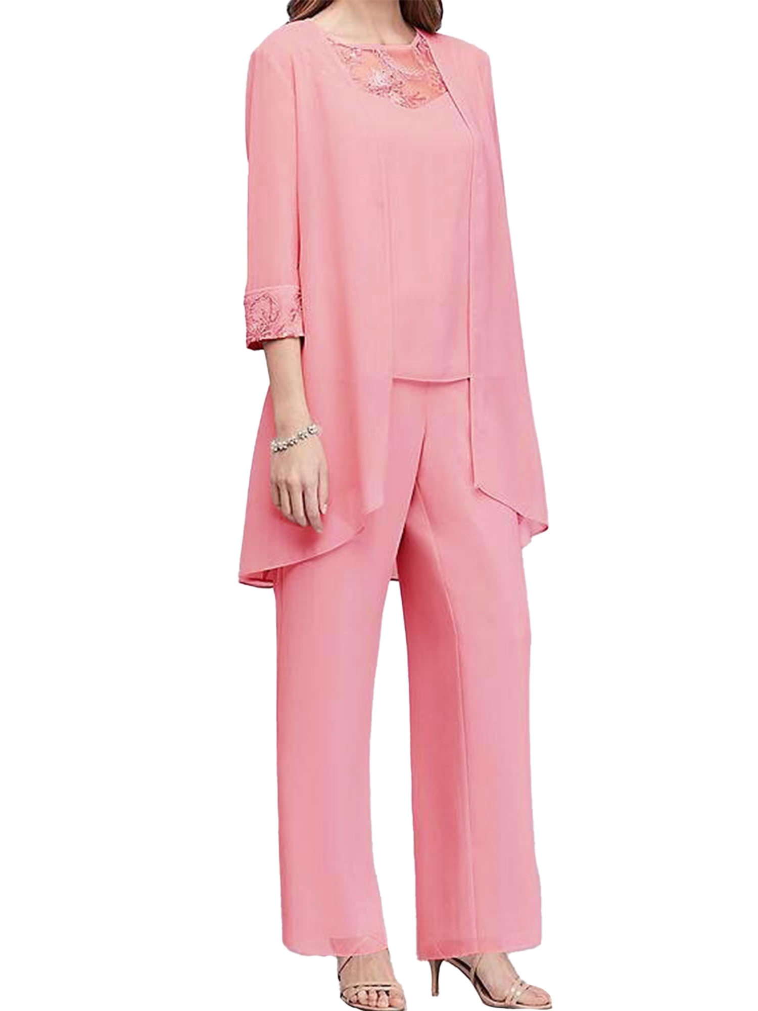 DPOIS Women's Dress Pantsuit for Weddings Elegant Three-Piece Pant Suit ...