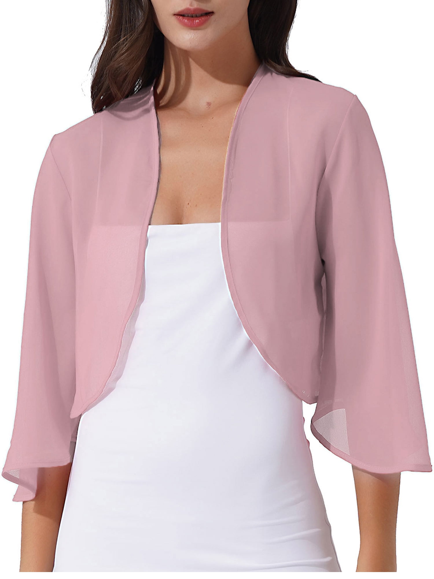 DPOIS Women's Elegant Bolero Shawl Shrugs Chiffon Cardigan Summer Cover ...