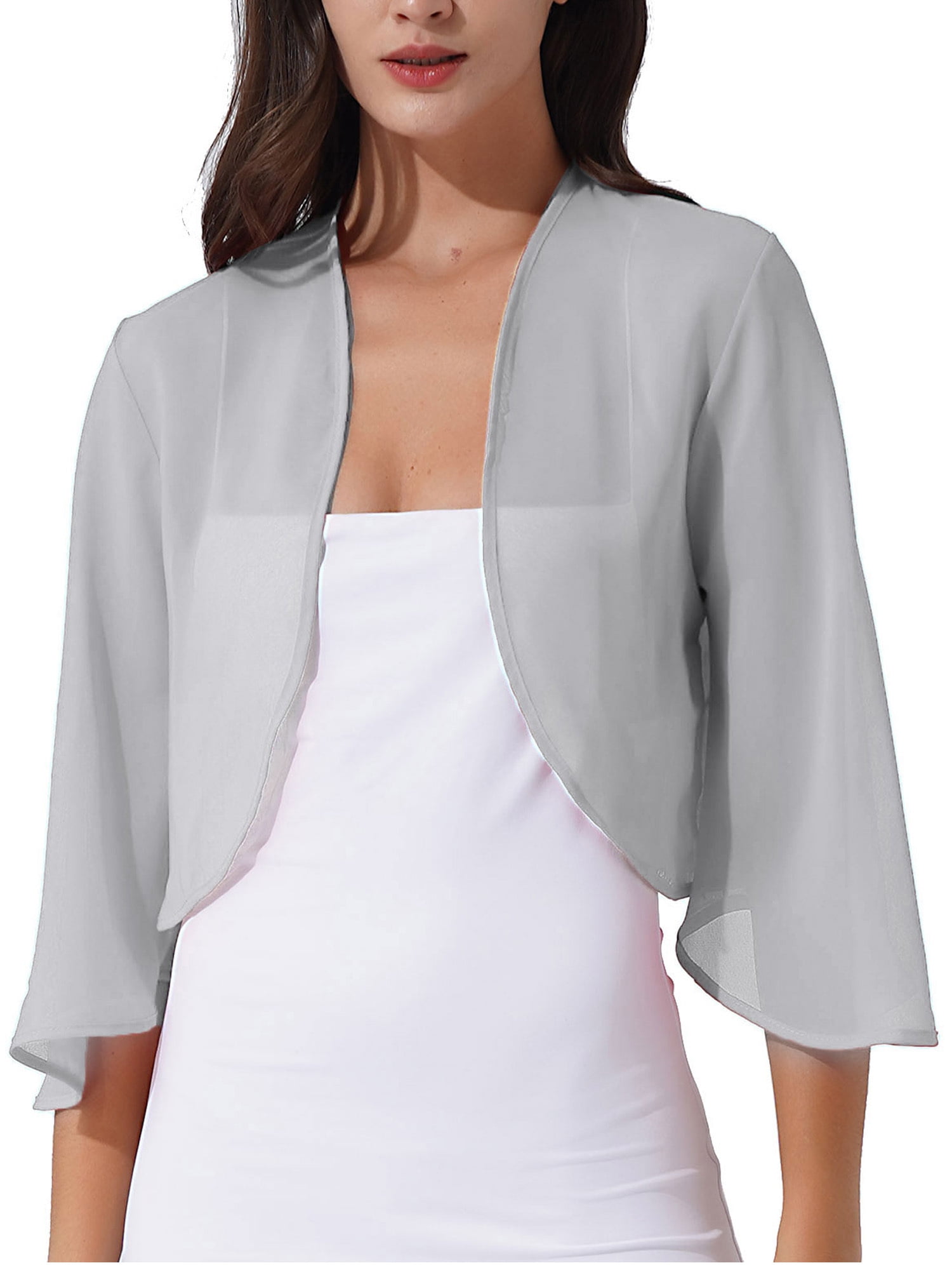 DPOIS Women's Elegant Bolero Shawl Shrugs Chiffon Cardigan Summer Cover ...