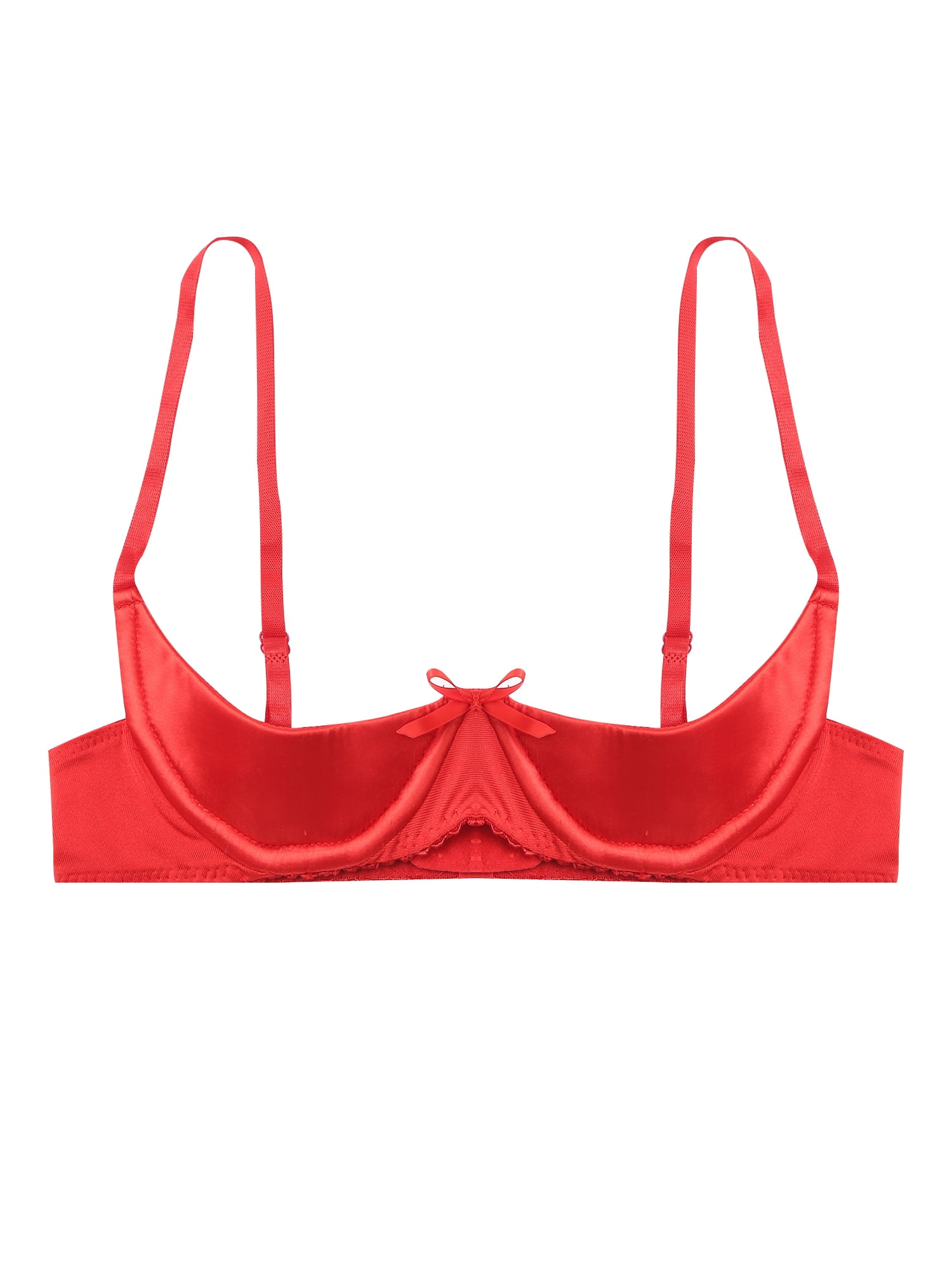 DPOIS Women's Lace Trim Push Up Balconette Brassiere Half Cup Bra Top ...