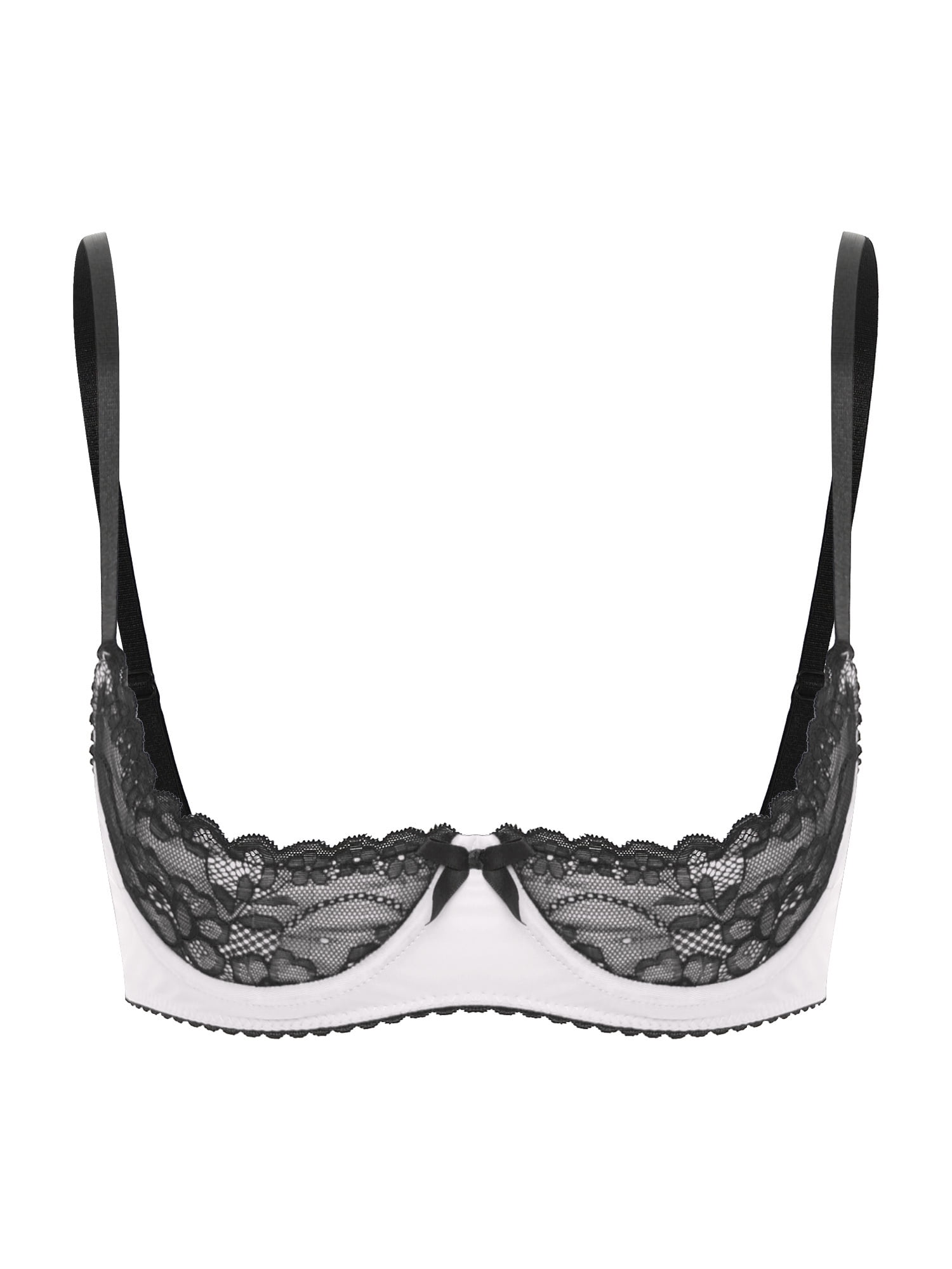 DPOIS Women's Lace Trim Push Up Balconette Brassiere Half Cup Bra Top ...