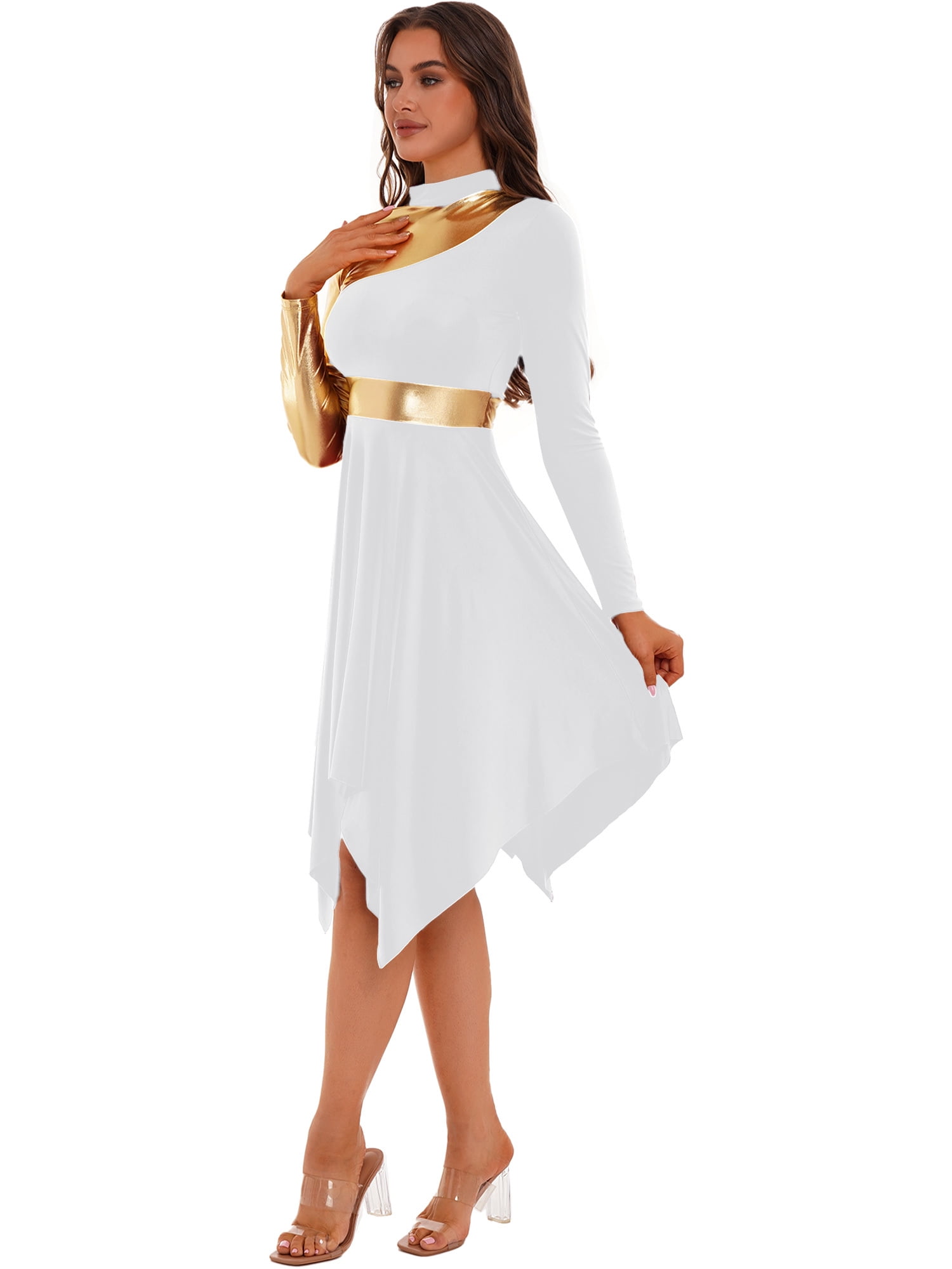 DPOIS Women's Liturgical Dancewear Praise Dance Dress Spiritual Worship ...