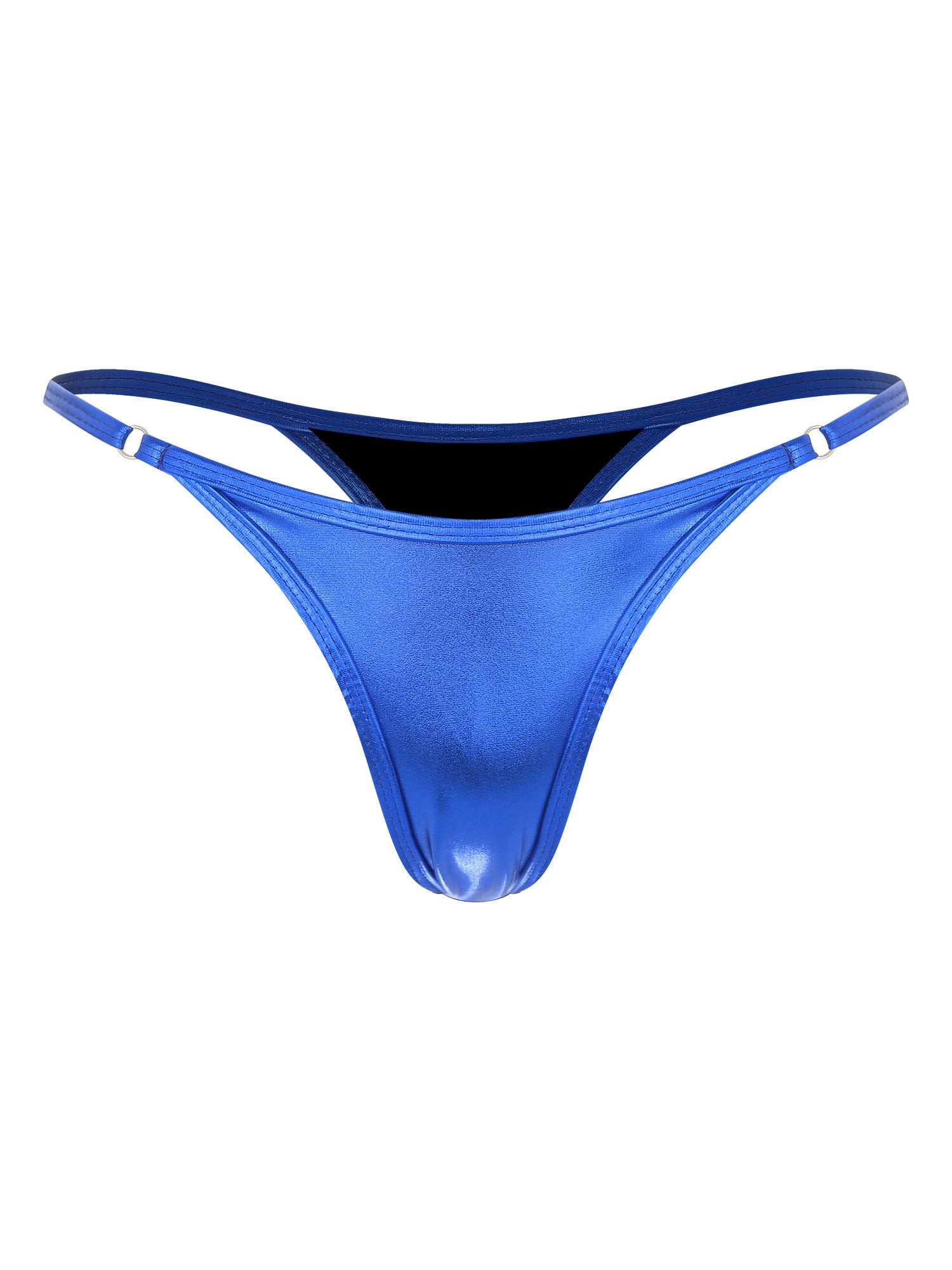 DPOIS Women's Shiny Metallic T-Back G-string Lingerie Thong Panty Blue ...