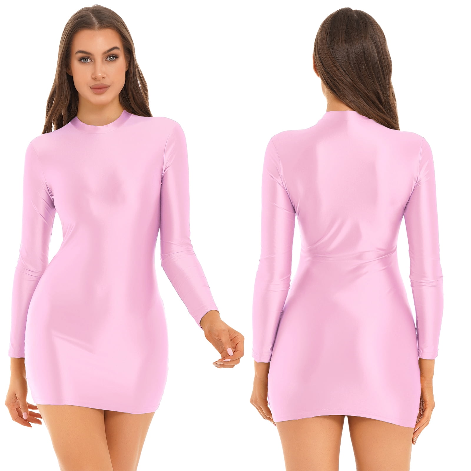 DPOIS Women's Shiny Oil Sheer Mini Dress Tight Pencil Dress - Walmart.com DPOIS Women's Shiny Oil Sheer Mini Dress Tight Pencil Dress - Walmart.com