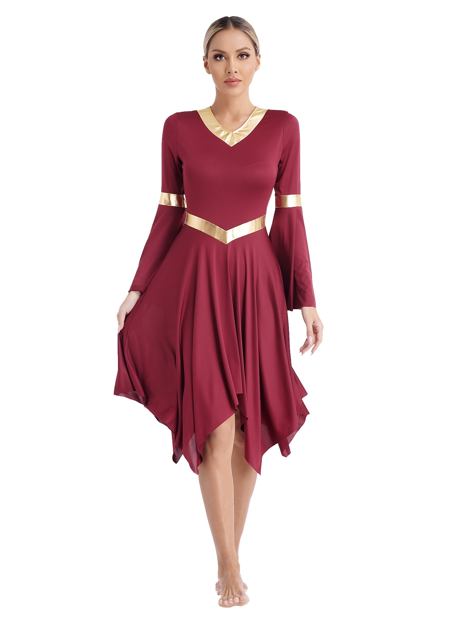 DPOIS Womens Liturgical Praise Dance Dress Church Worship Dancewear ...