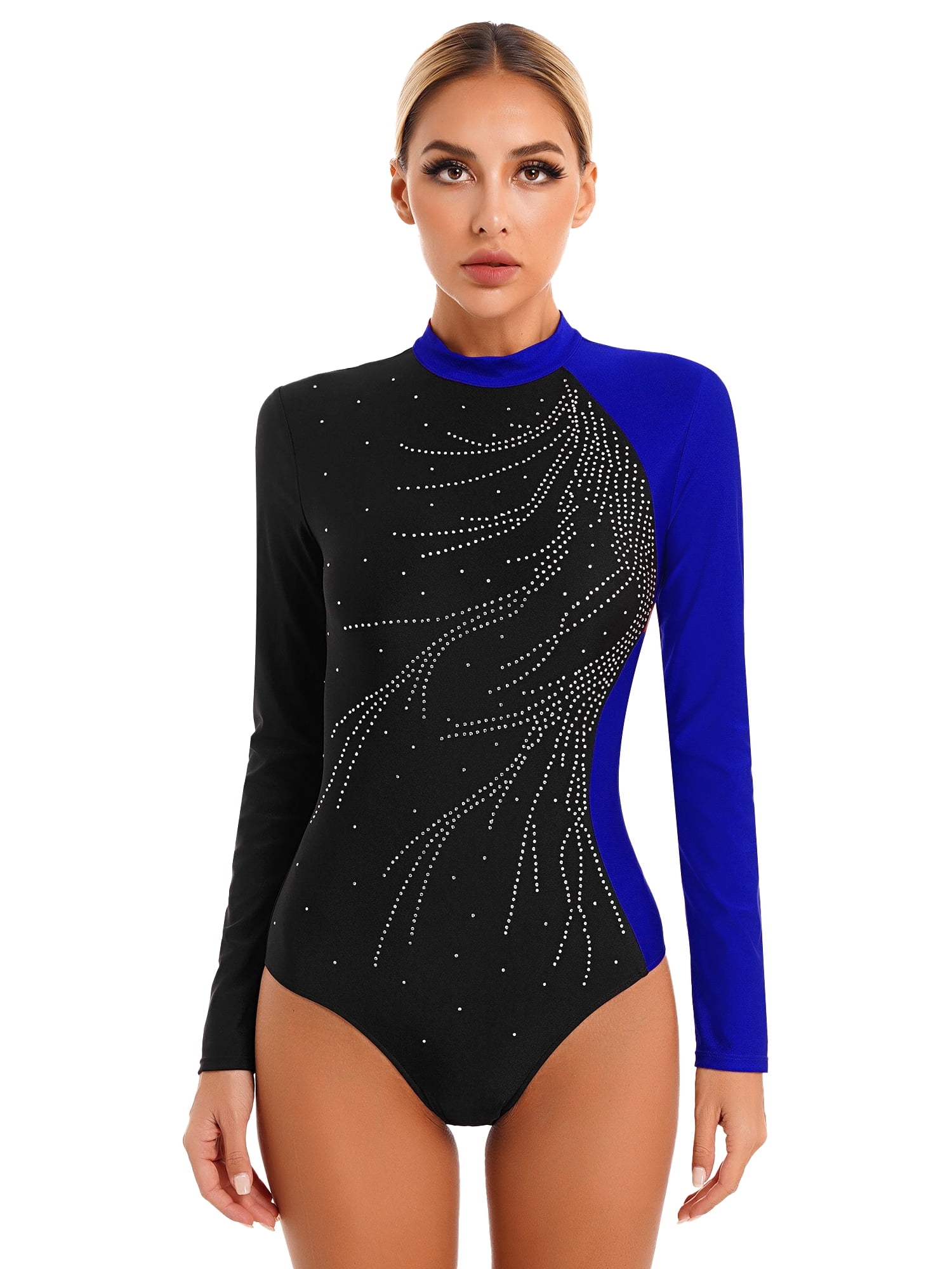DPOIS Womens Long Sleeve Gymnastics Leotards Shiny Dance Ballet ...