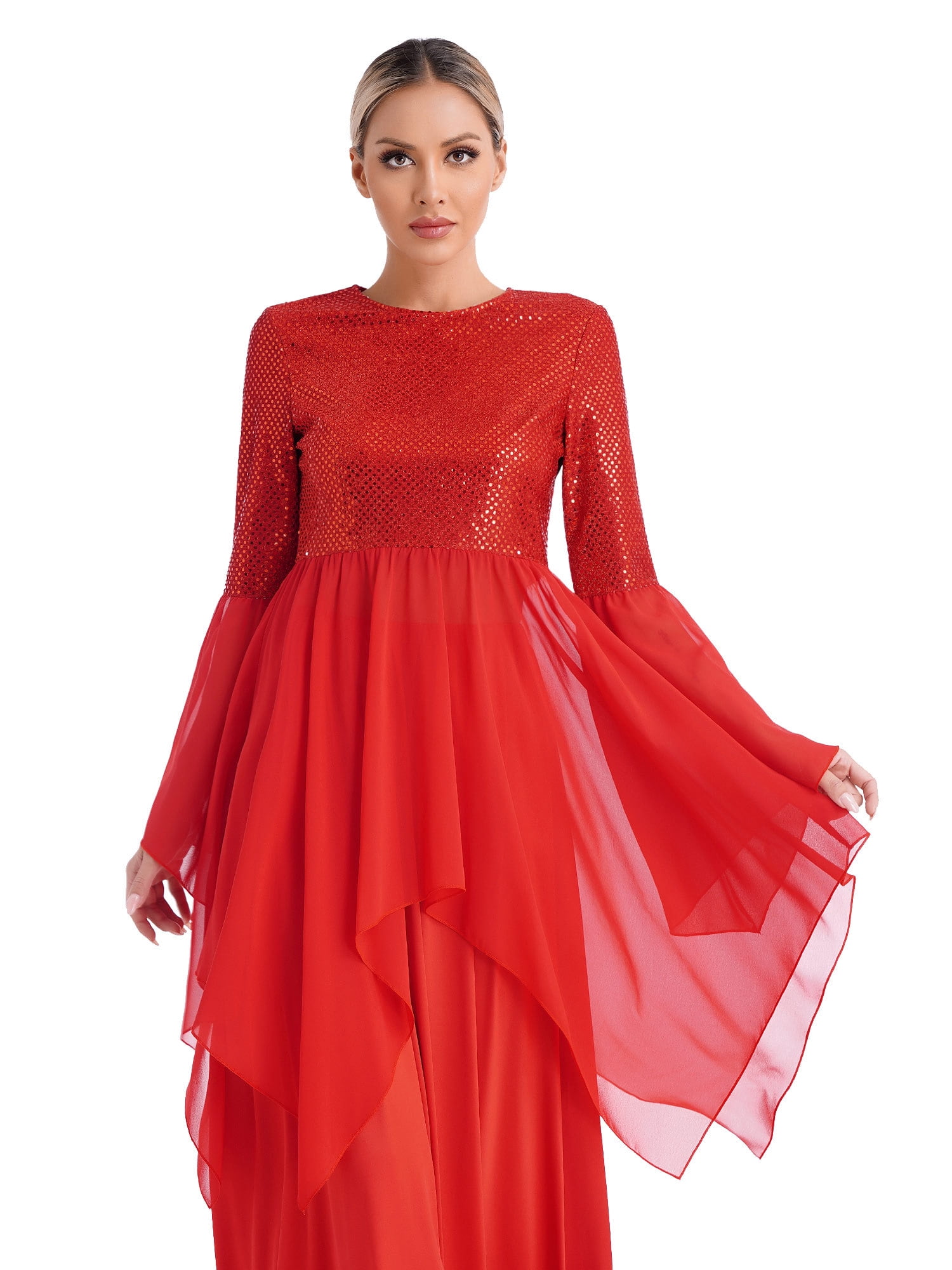 DPOIS Womens Sparkly Liturgical Praise Dance Tunic Worship Dance ...