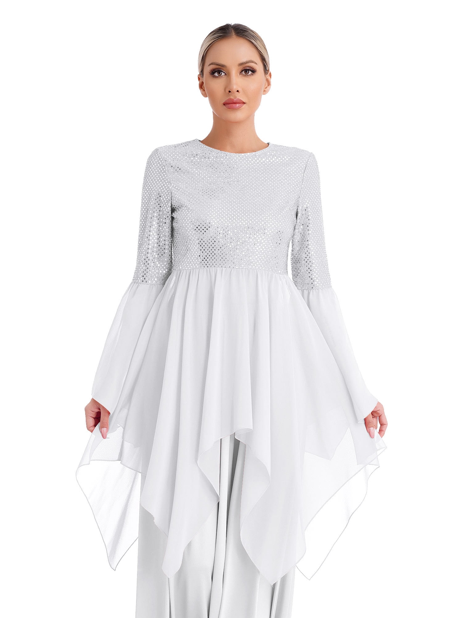 DPOIS Womens Sparkly Liturgical Praise Dance Tunic Worship Dance ...