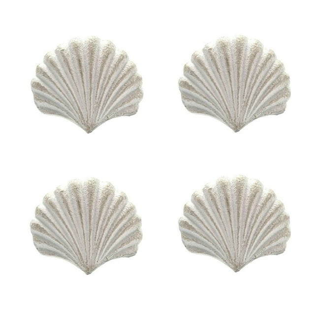 DPOWERFUL White Seashell Drawer Pulls - Retro Cast Iron Handles for Dresser, Cupboard, Wardrobe ...
