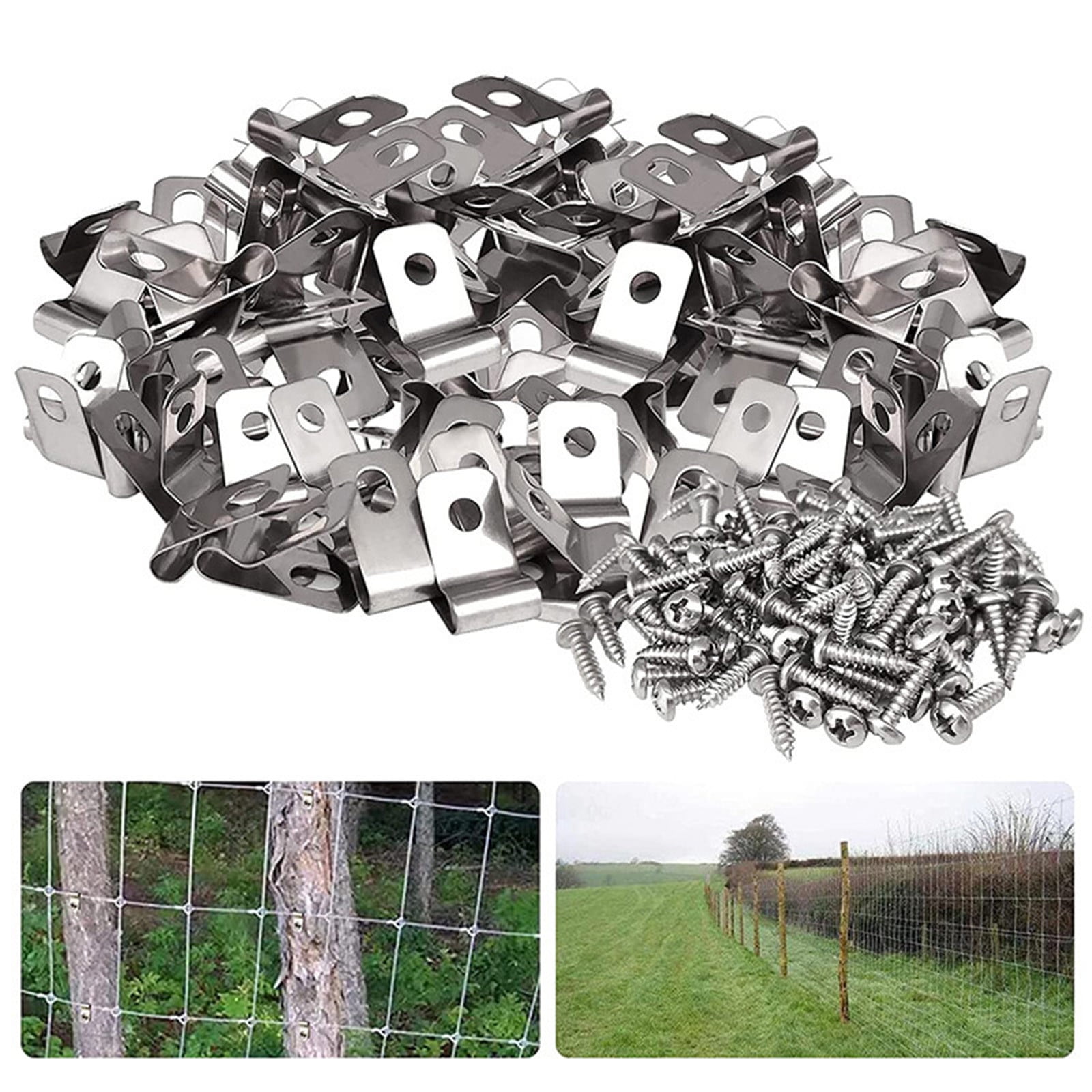 DPTALR 100 Pcs Fence Wire Clamps With 100 Pcs Screws Metal Wire Clips ...