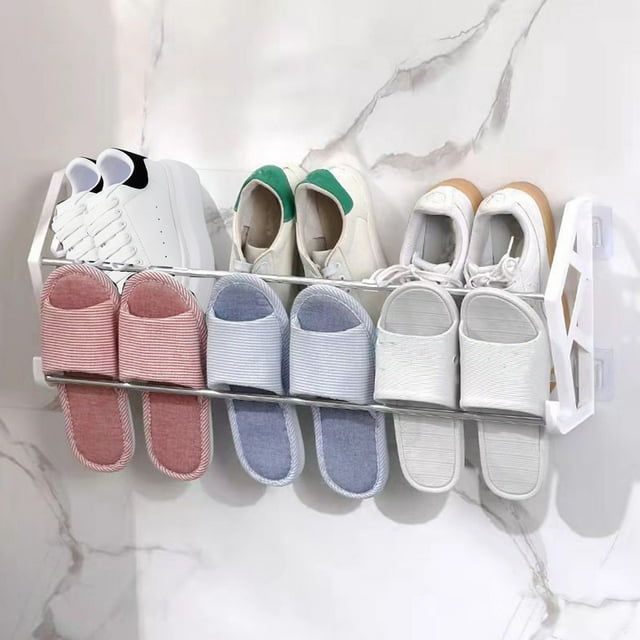 DPTALR Bathroom Non Perforated Slipper Rack Wall Mounted Shoe Rack ...