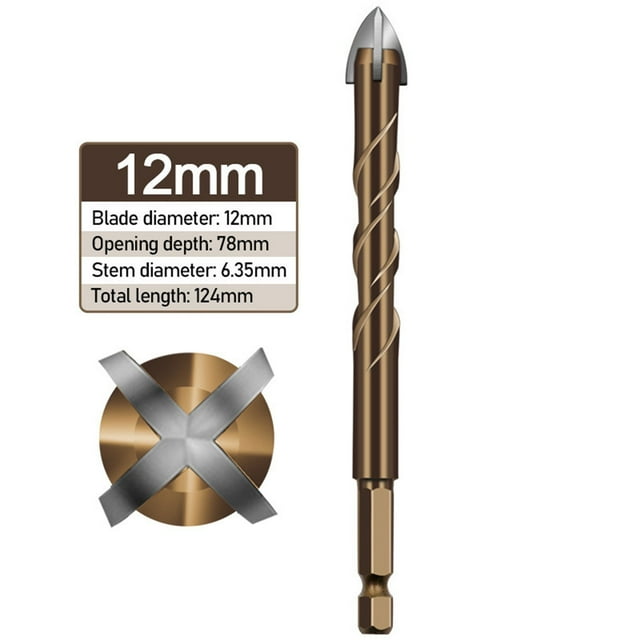 DPTALR Four Blade Drill Bit Ceramic Tile Hexagonal Handle Brick Wall ...