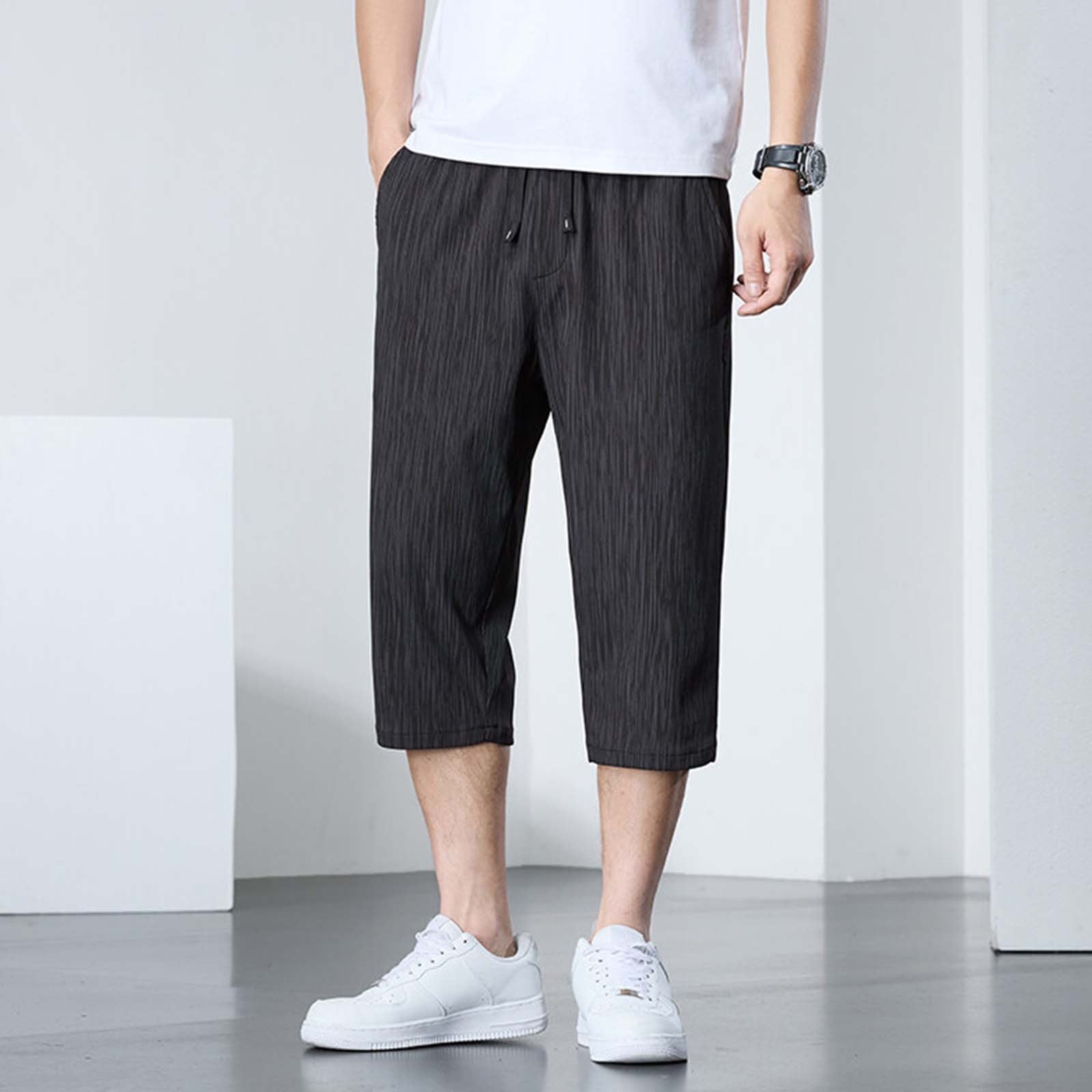 DPTALR George Men Fashion Versatile Draw Rope Elastic Waist Straight ...