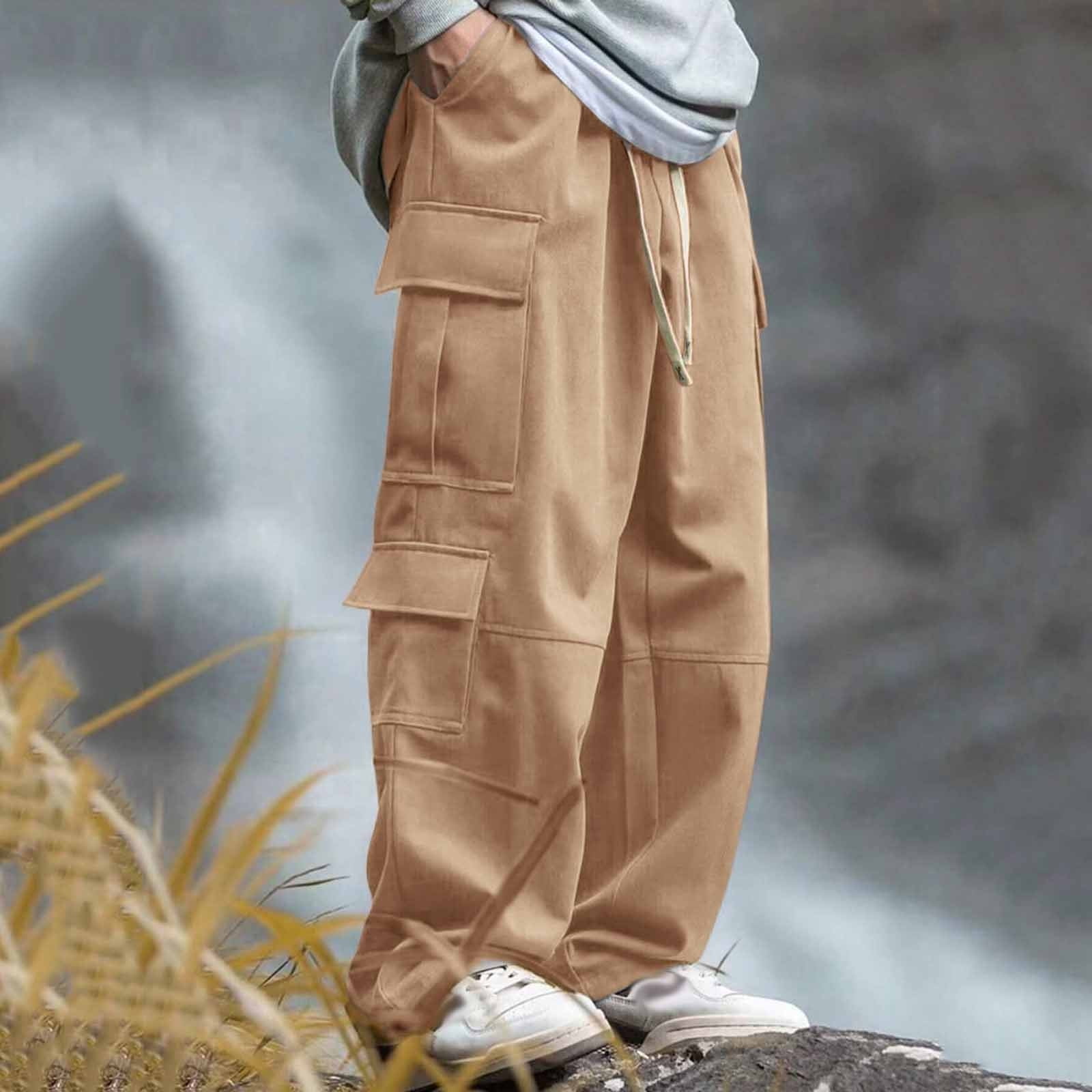 DPTALR Men's Baggy Y2K Contrast Piping Drawstring Unisex Cargo Pants ...