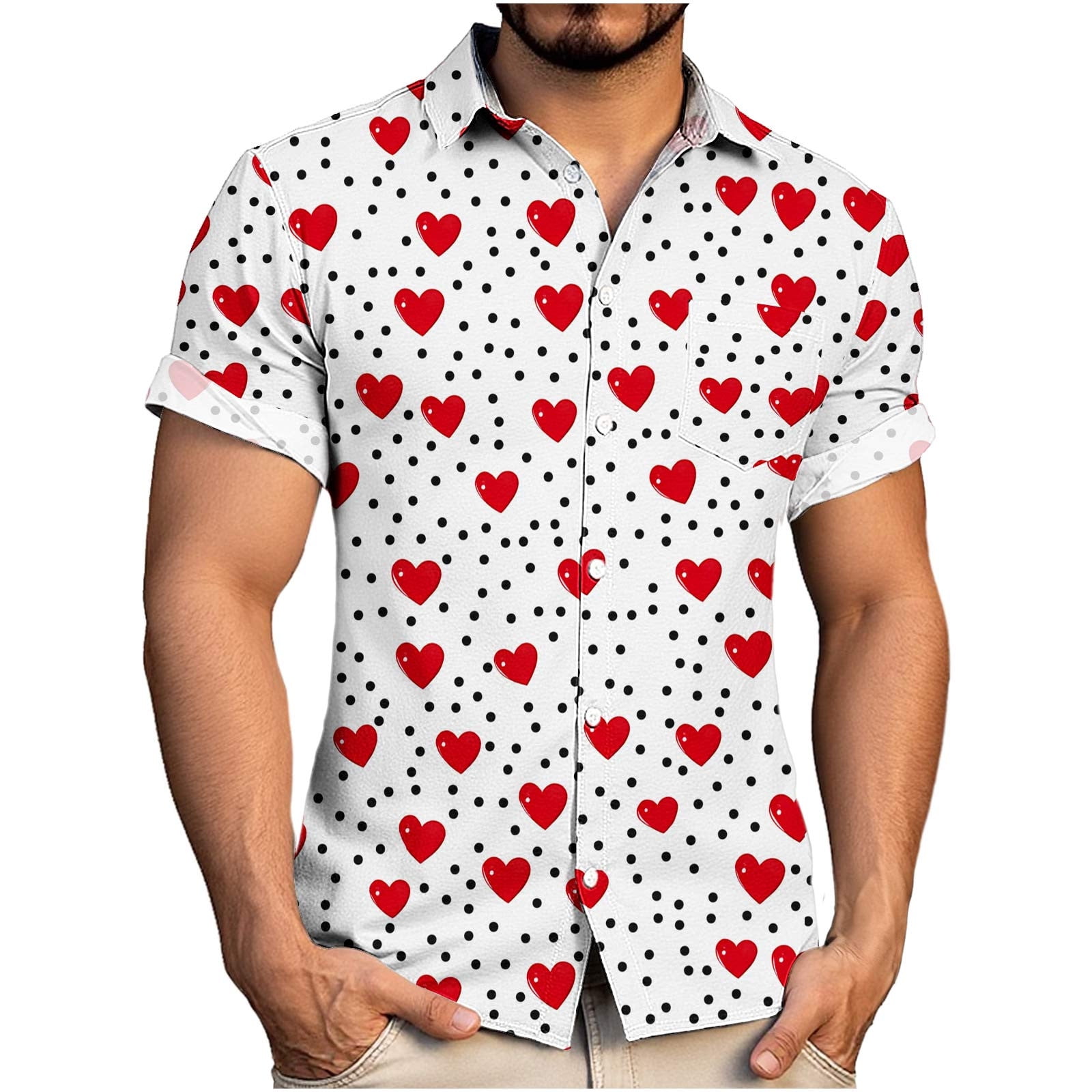 DPTALR George Men's Casual Fashion Printed Shirt,Short Sleeve,Turn-Down ...