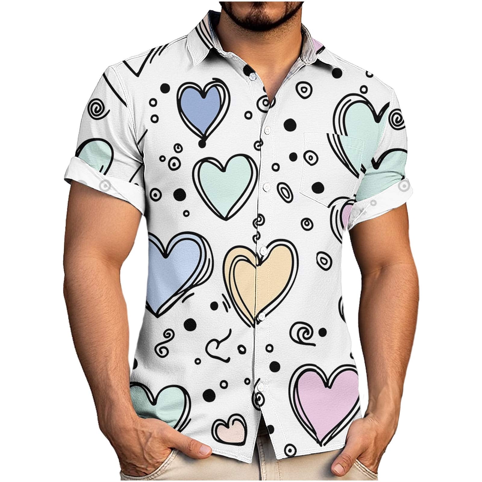 DPTALR George Men's Casual Fashion Printed Shirt,Short Sleeve,Turn-Down ...