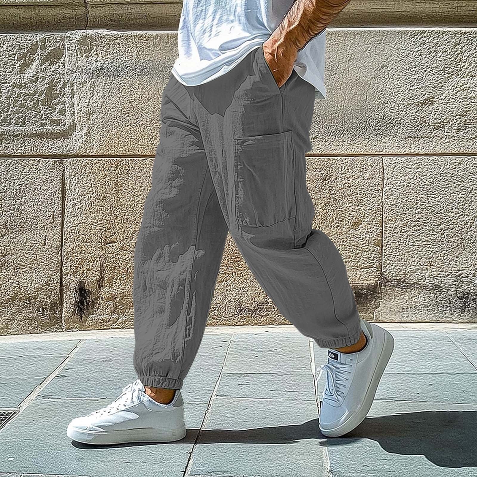 DPTALR George Men's Casual Fashion Solid Color Drawstring Elastic Waist ...