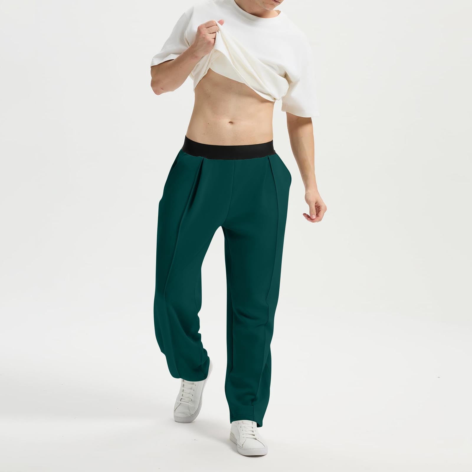 DPTALR George Men's Cozy Wide Leg Lounge Pants with Pockets，Loose Flowy ...