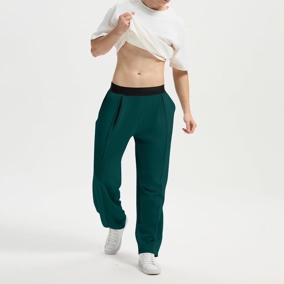 DPTALR George Men's Cozy Wide Leg Lounge Pants with Pockets，Loose Flowy ...