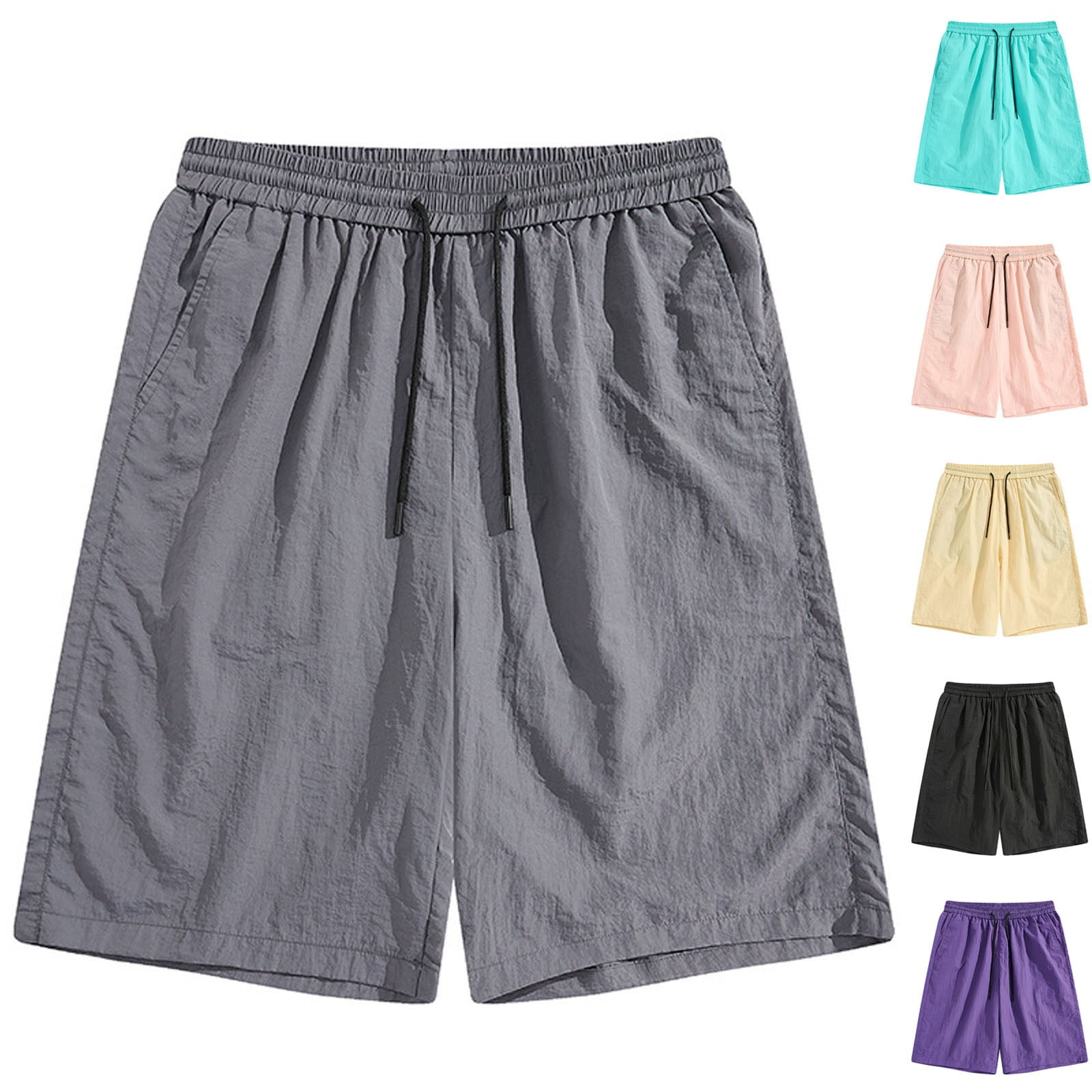 DPTALR George Men's Fashion Solid Color Comfy Elastic Waist Beach Pants ...