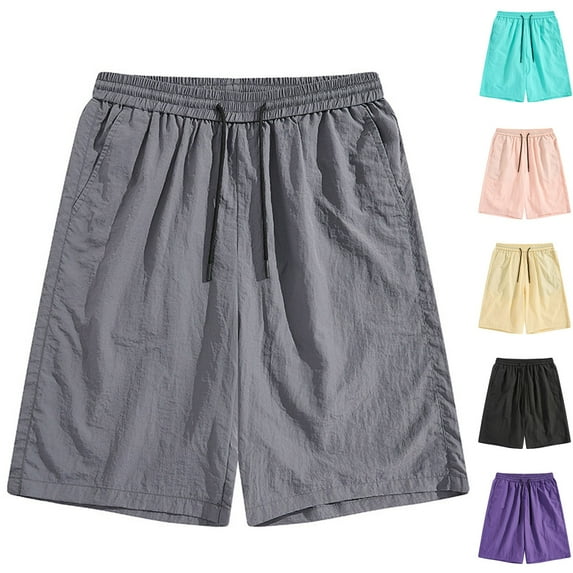 DPTALR George Men's Fashion Solid Color Comfy Elastic Waist Beach Pants ...