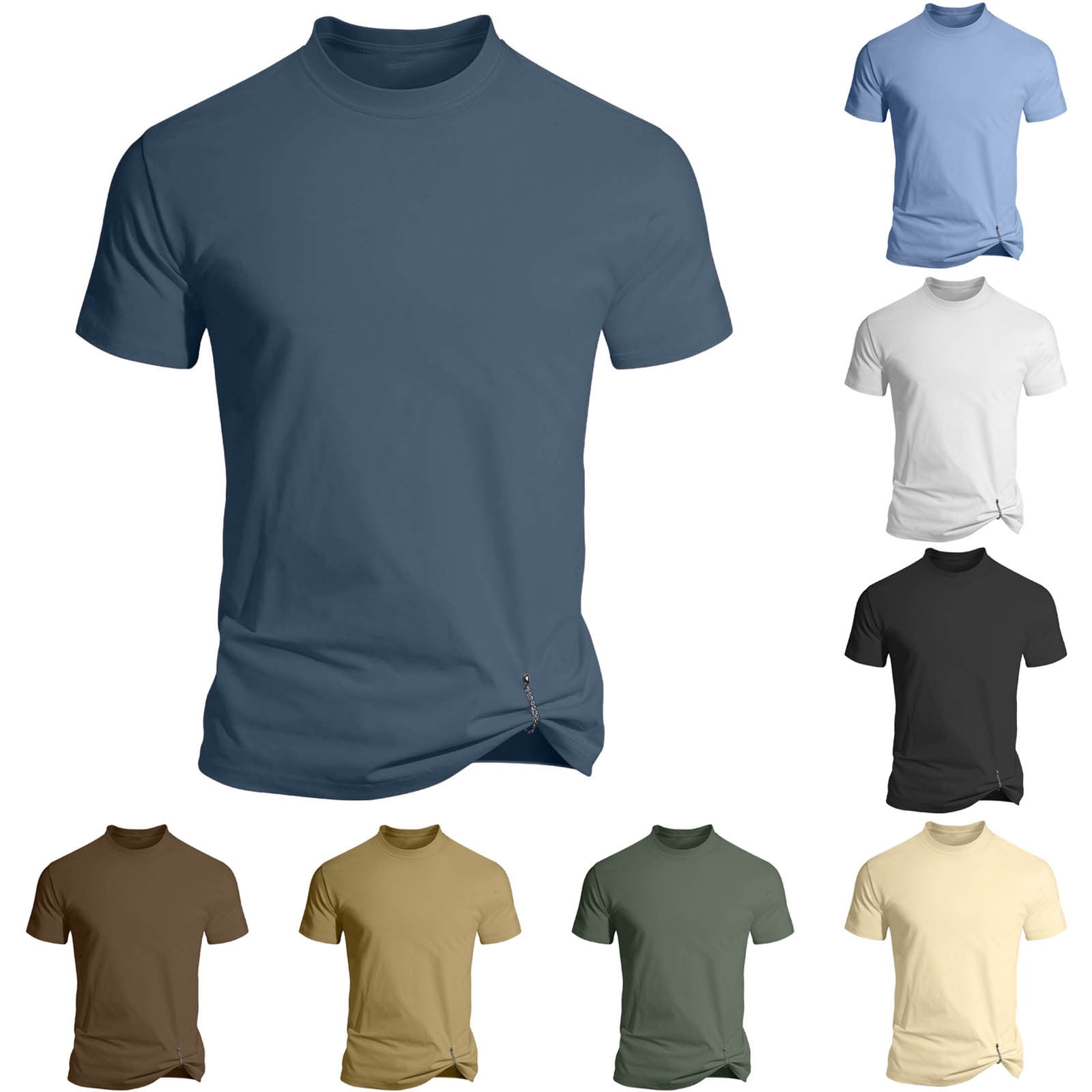 DPTALR George Men's Fashionable Solid Color Round Neck Casual Sports ...