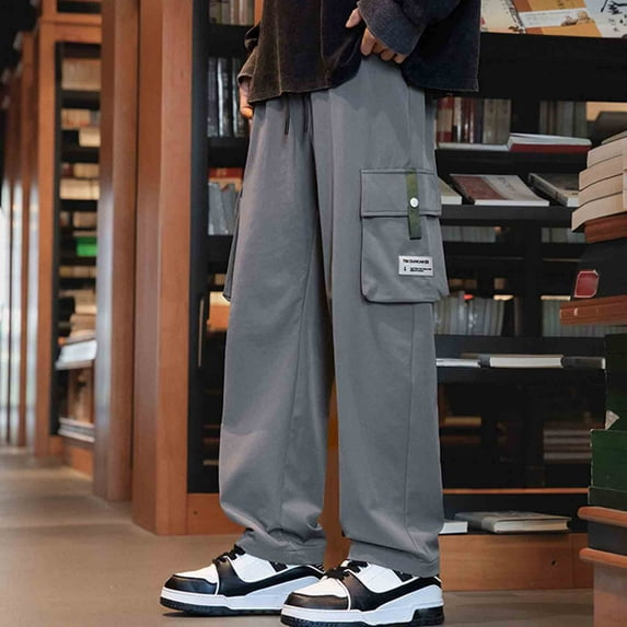 DPTALR George Men's Fleece Solid Color Work Pants Drawstring Multi ...