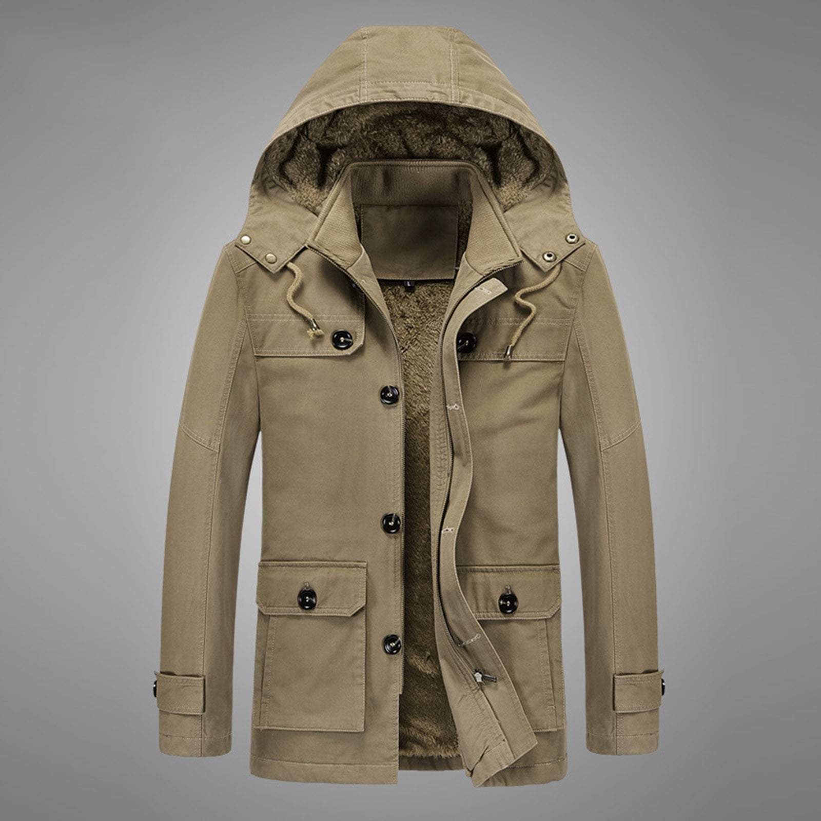 DPTALR George Men's Full-Zip Cotton Parka with Hood，Long Back Split ...