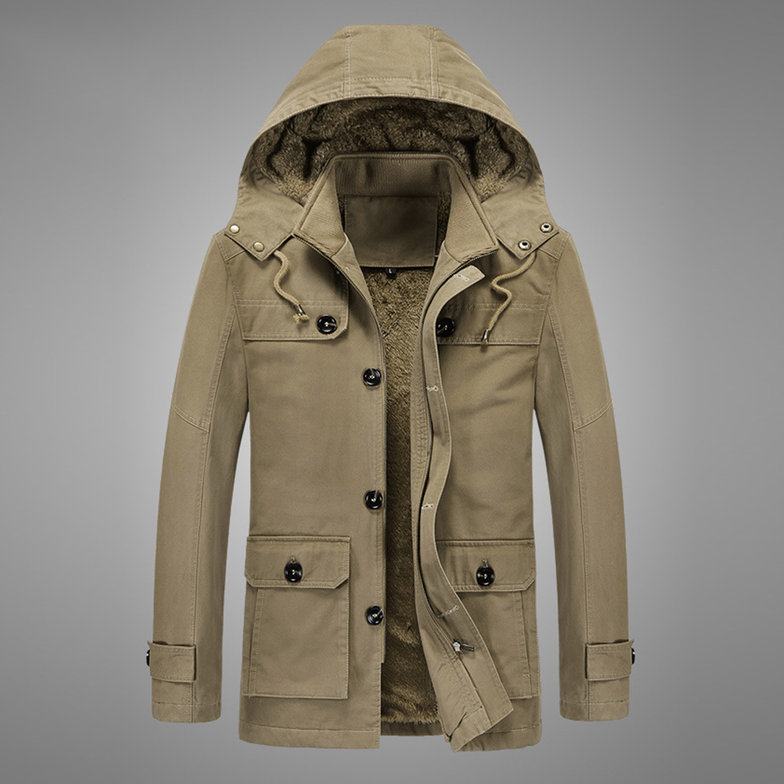 DPTALR George Men's Full-Zip Cotton Parka with Hood，Long Back Split ...