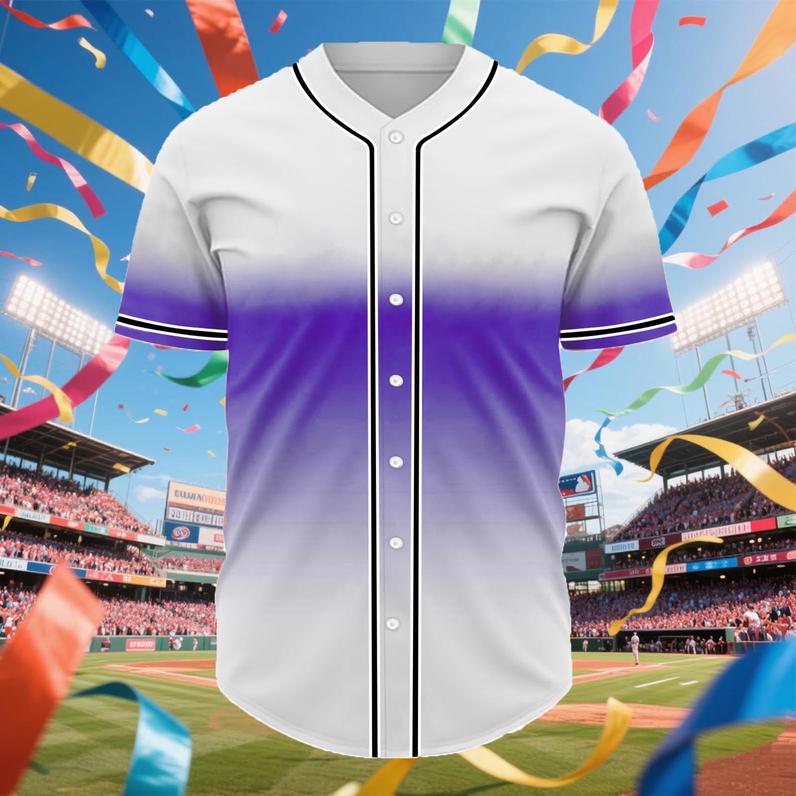 DPTALR George Men's Gradient Color Baseball Jersey,Casual Button Down ...