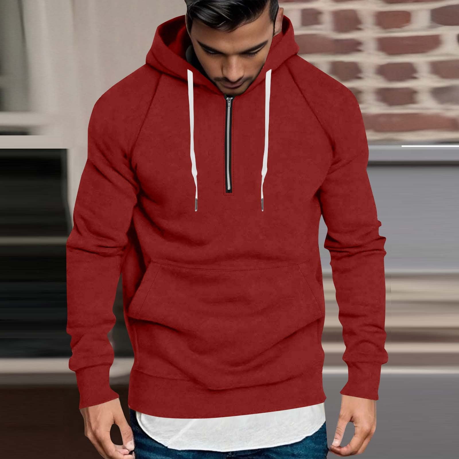 DPTALR Men's Lightweight Long Sleeve Pullover Hoodies,Slim Fit Basic ...