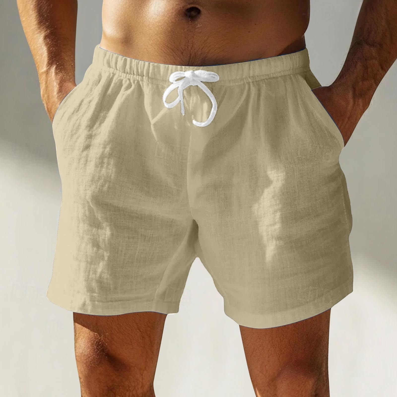 DPTALR George Men's Linen Drawstring Shorts,Elastic Waist with Pockets ...