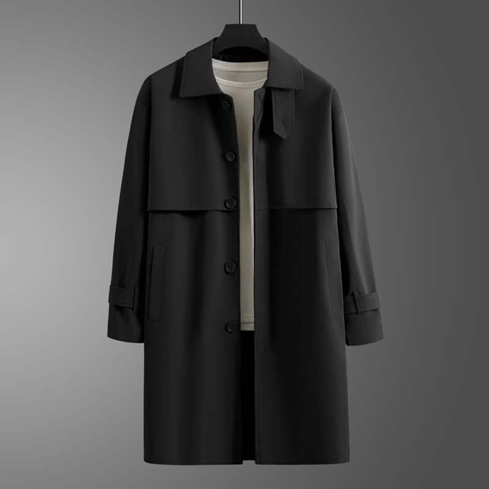 DPTALR George Men's Long Trench Coats，Overcoats，Oversized Casual ...