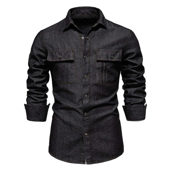 DPTALR George Men's Loose Denim Workwear Jacket Long Sleeve Hooded ...