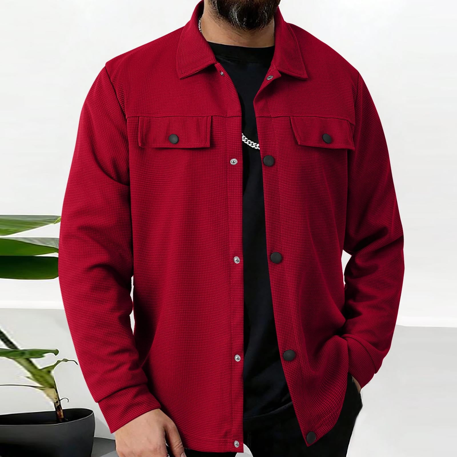 DPTALR George Men's Retro Lapel Button Jacket Solid Color Breathable ...