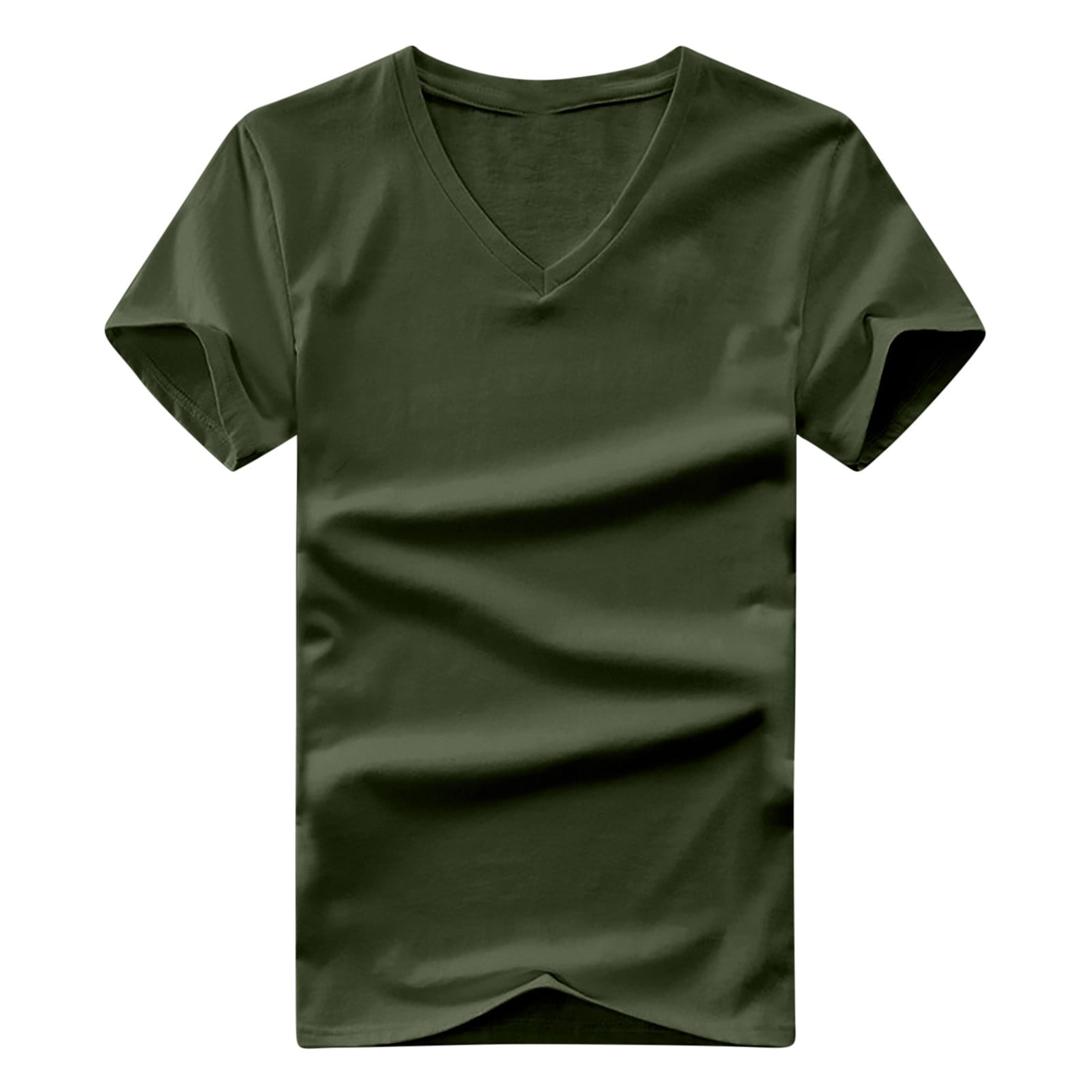 DPTALR George Men's Solid Color Crew Neck Short Sleeve T-shirt,Army ...