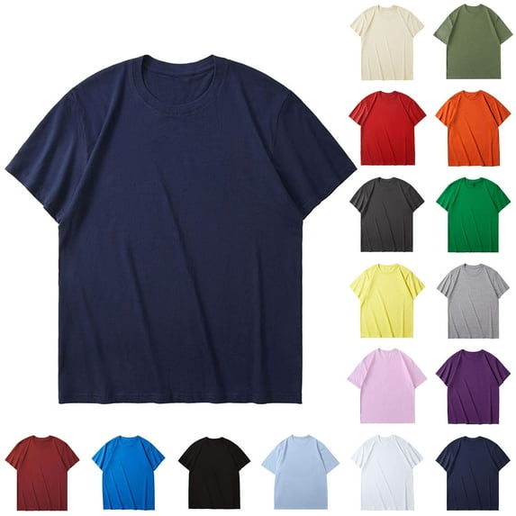 DPTALR George Men's Solid Color Fashion Casual Breathable Crew Neck ...