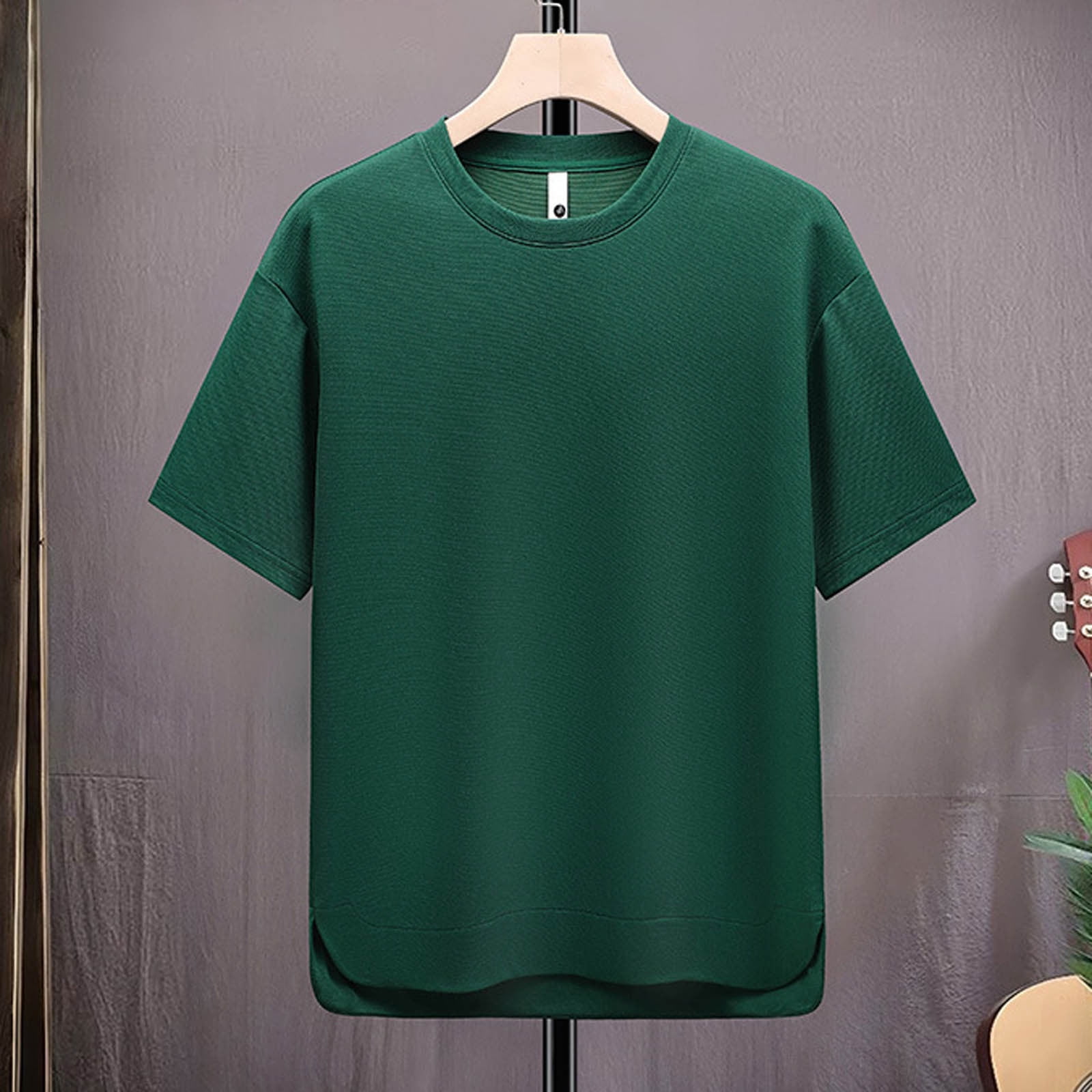 DPTALR Men's Solid Color Round Neck Casual Fashion Short Sleeve T-Shirt ...