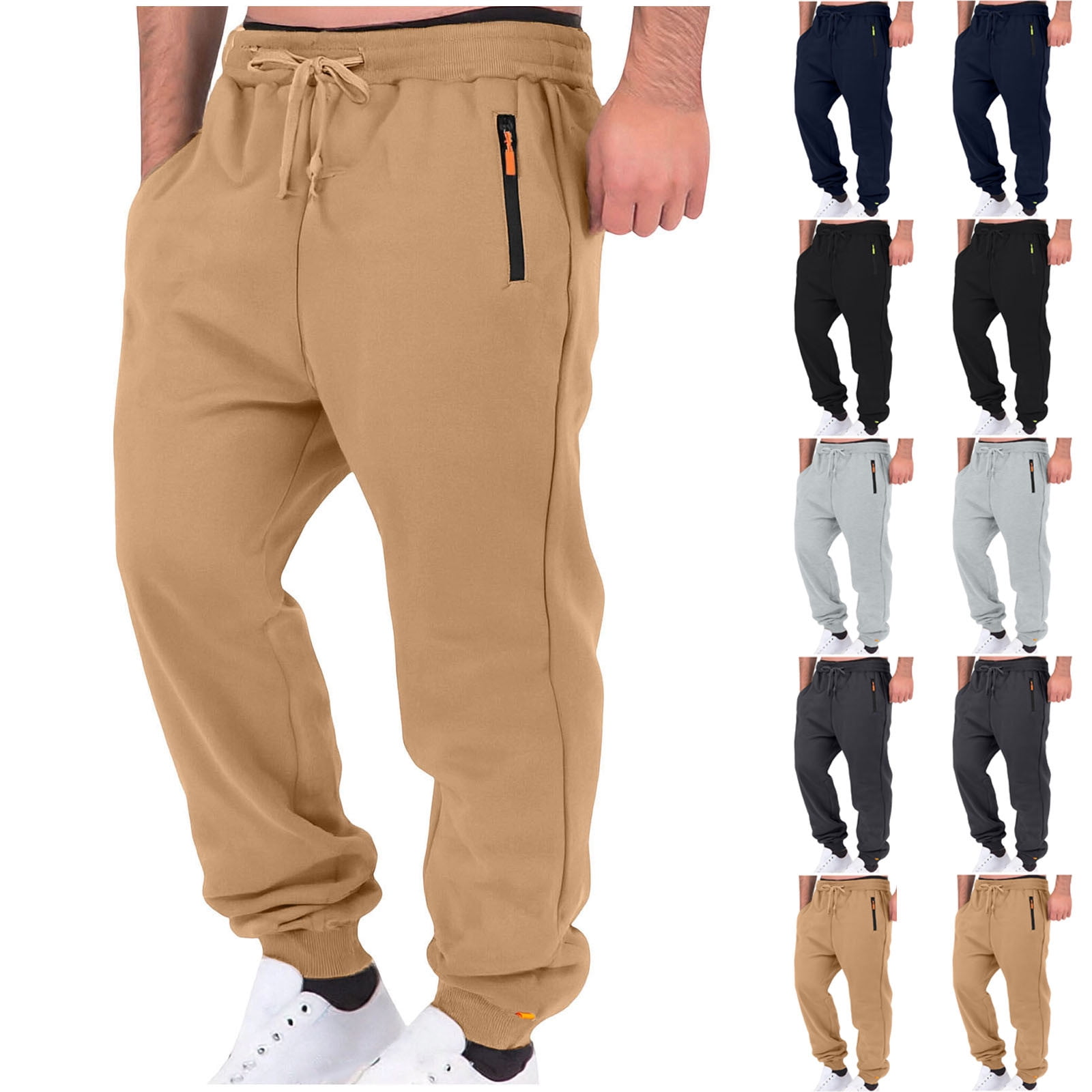 DPTALR George Men's Solid Color Sweatpants Elastic Waist Drawstring ...